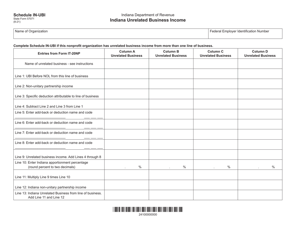 State Form 57071 Schedule IN-UBI - Fill Out, Sign Online and Download ...