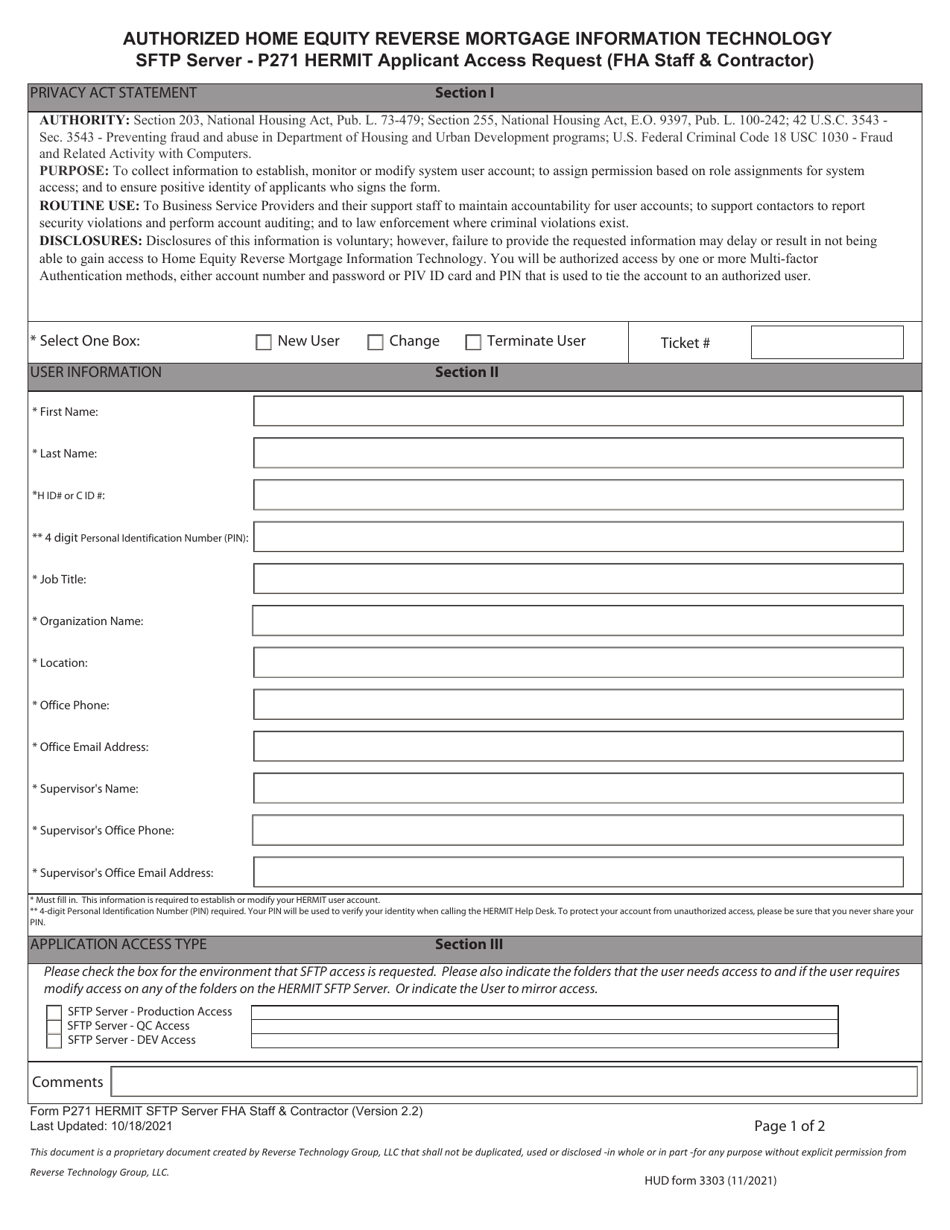 Form HUD-3303 - Fill Out, Sign Online and Download Fillable PDF ...