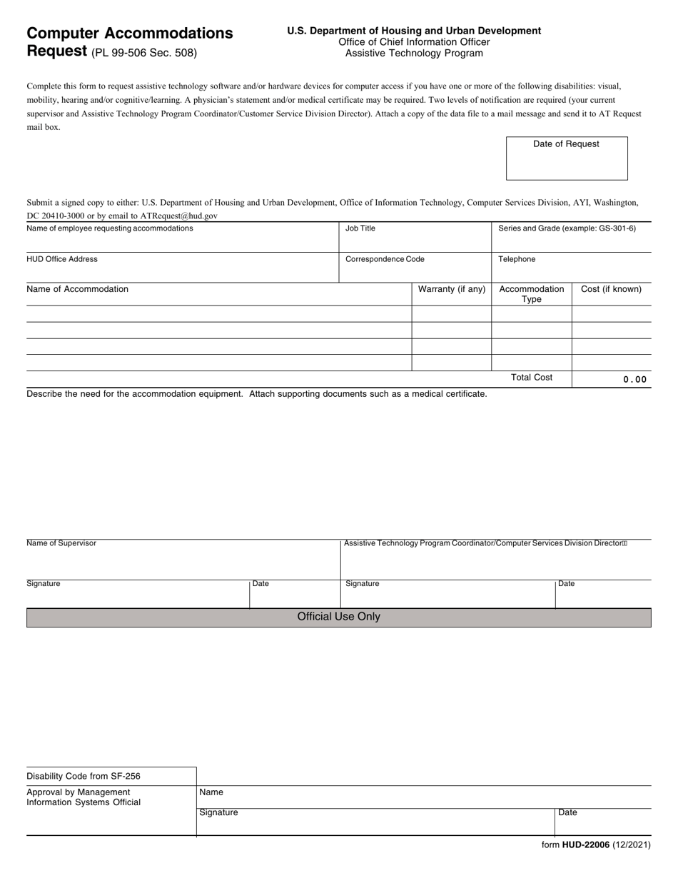 Form HUD-22006 - Fill Out, Sign Online and Download Fillable PDF | Templateroller