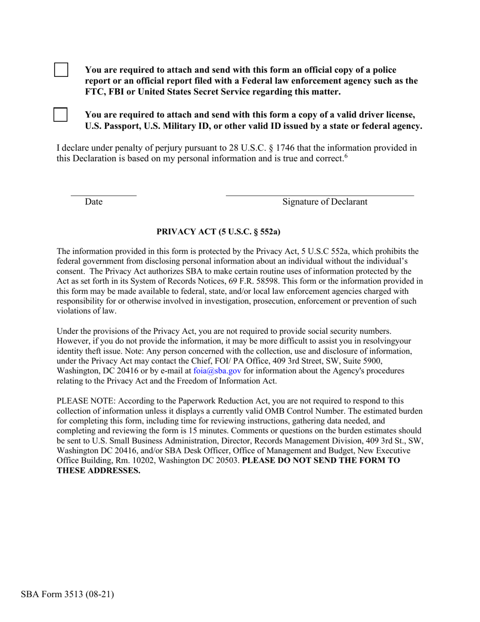 SBA Form 3513 - Fill Out, Sign Online and Download Fillable PDF ... SBA Form 3513 - Fill Out, Sign Online and Download Fillable PDF ...