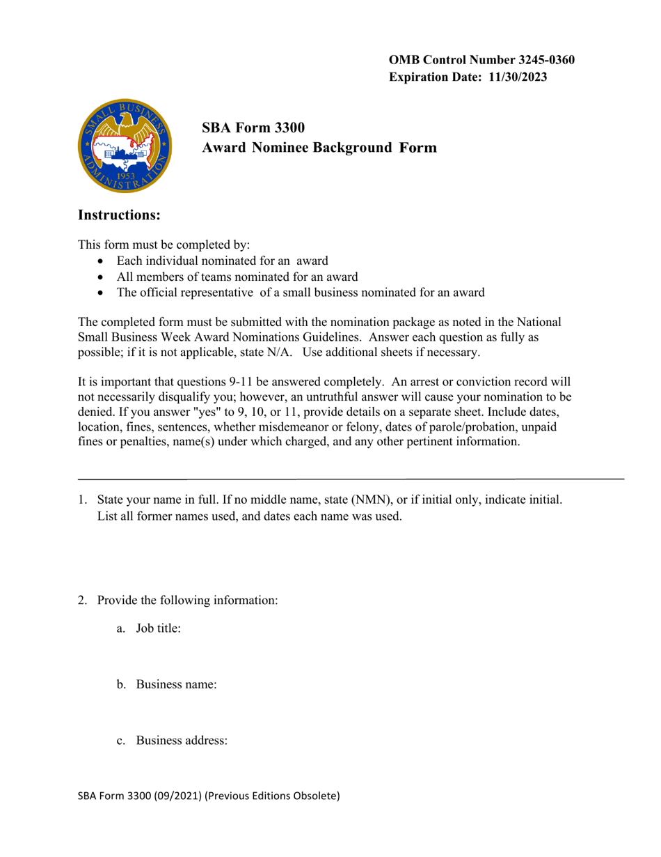 SBA Form 3300 - Fill Out, Sign Online and Download Fillable PDF ...