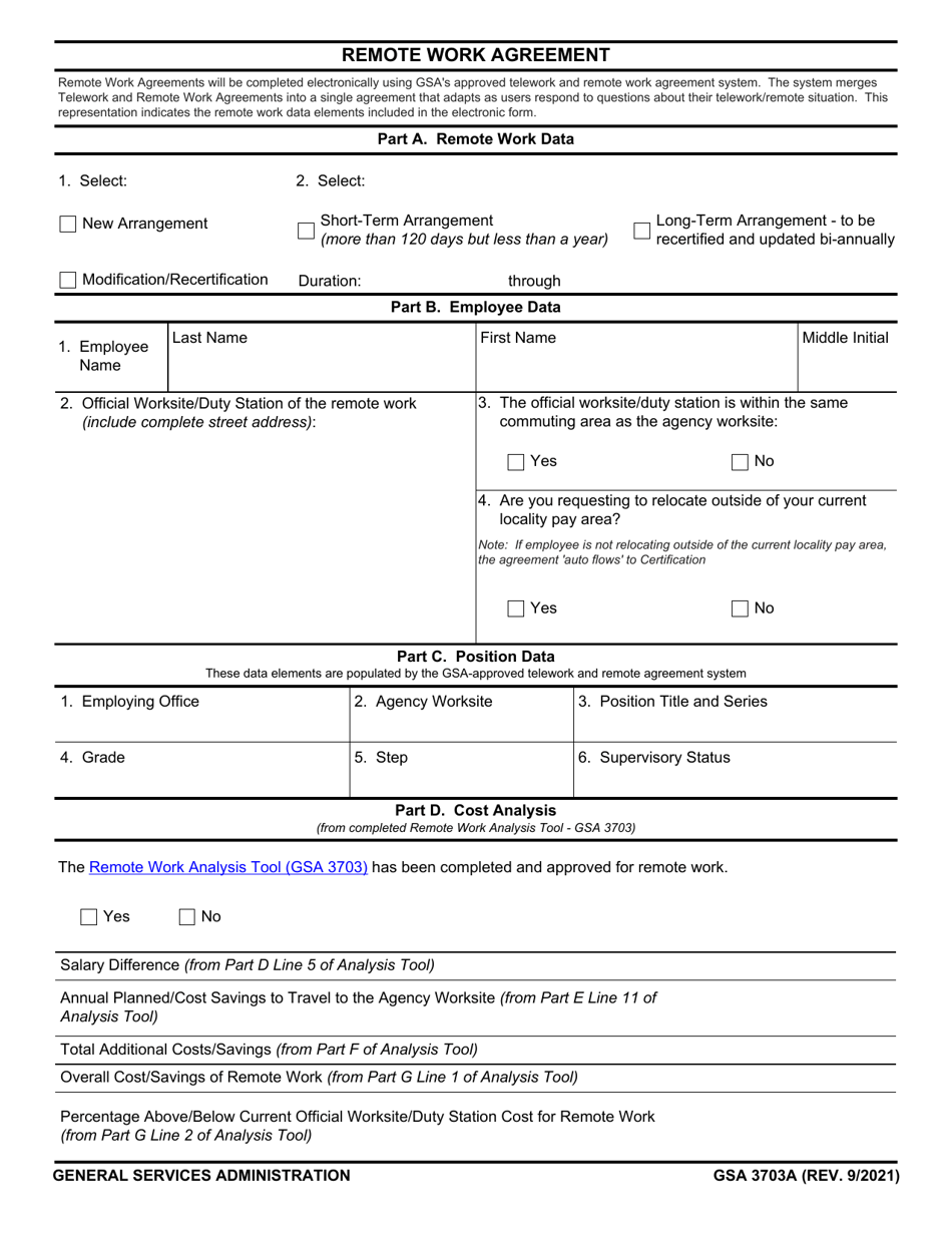 GSA Form 3703A Download Fillable PDF or Fill Online Remote Work ...