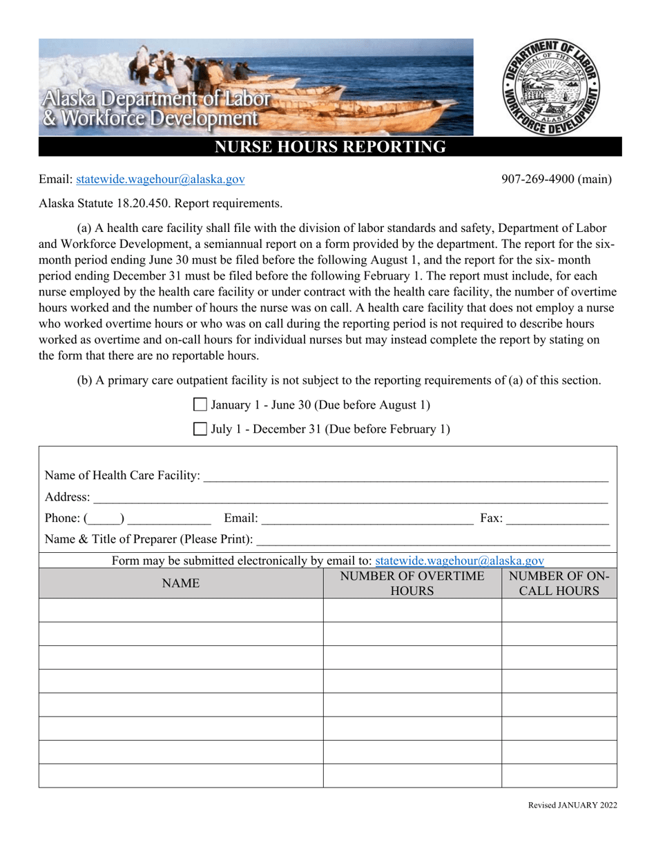 Alaska Nurse Hours Reporting - Fill Out, Sign Online and Download PDF ...