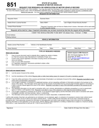 Form 851 - Fill Out, Sign Online and Download Printable PDF, Alaska ...