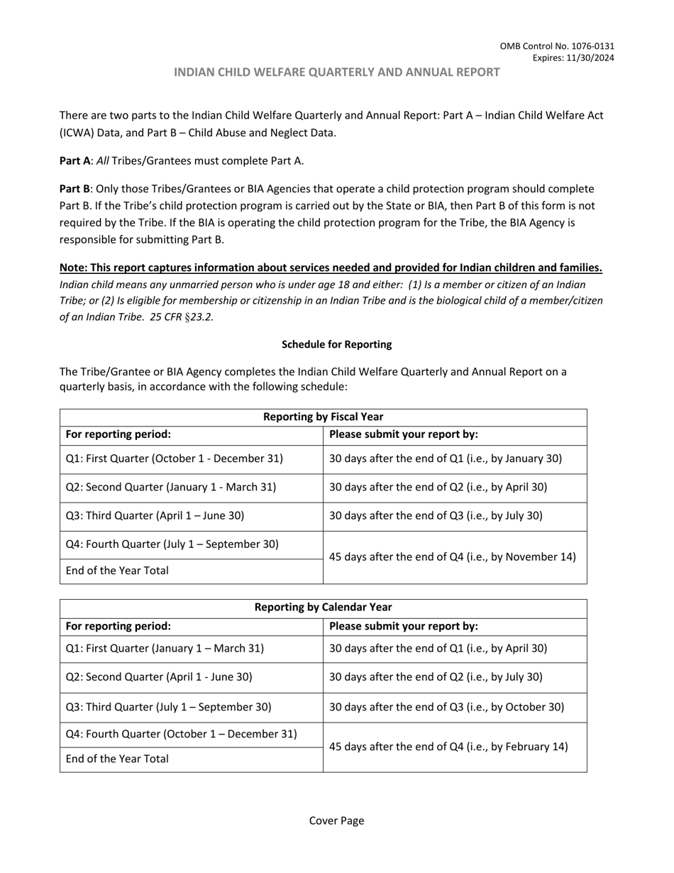 Indian Child Welfare Quarterly and Annual Report - Fill Out, Sign ...