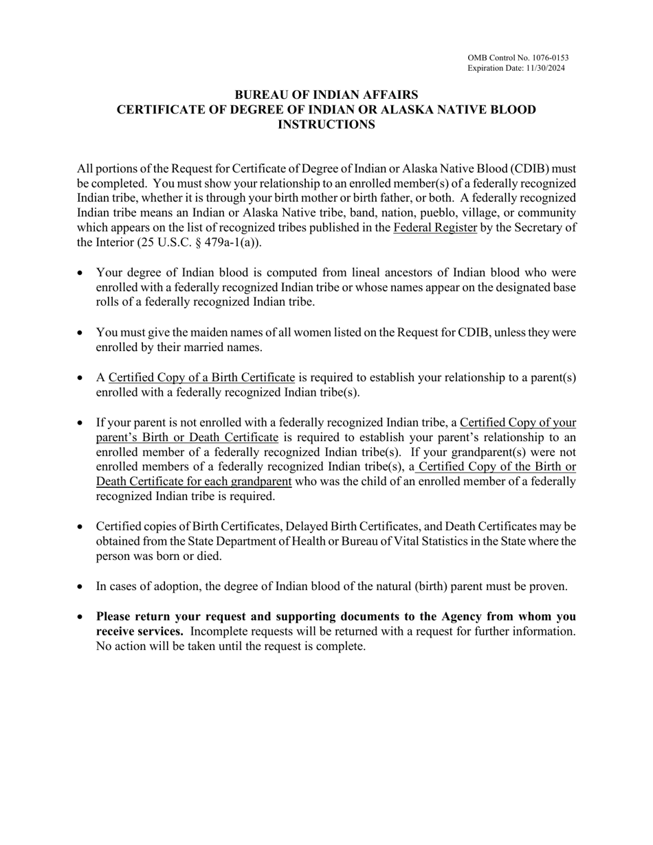 Request for Certificate of Degree of Indian or Alaska Native Blood ...