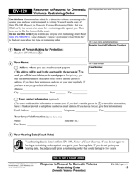 Form Dv 120 Download Fillable Pdf Or Fill Online Response To Request