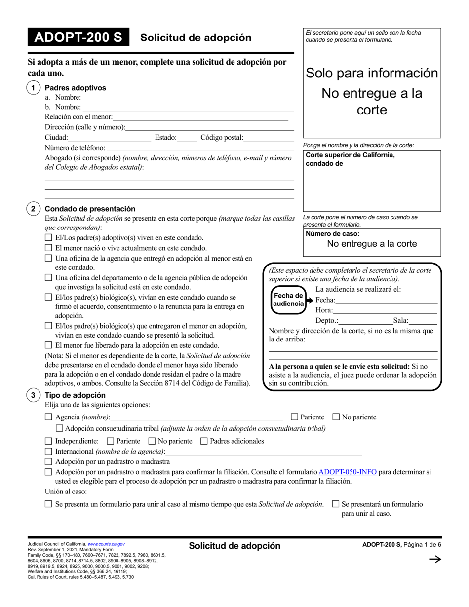 Formulario ADOPT-200 - Fill Out, Sign Online and Download Printable PDF ...