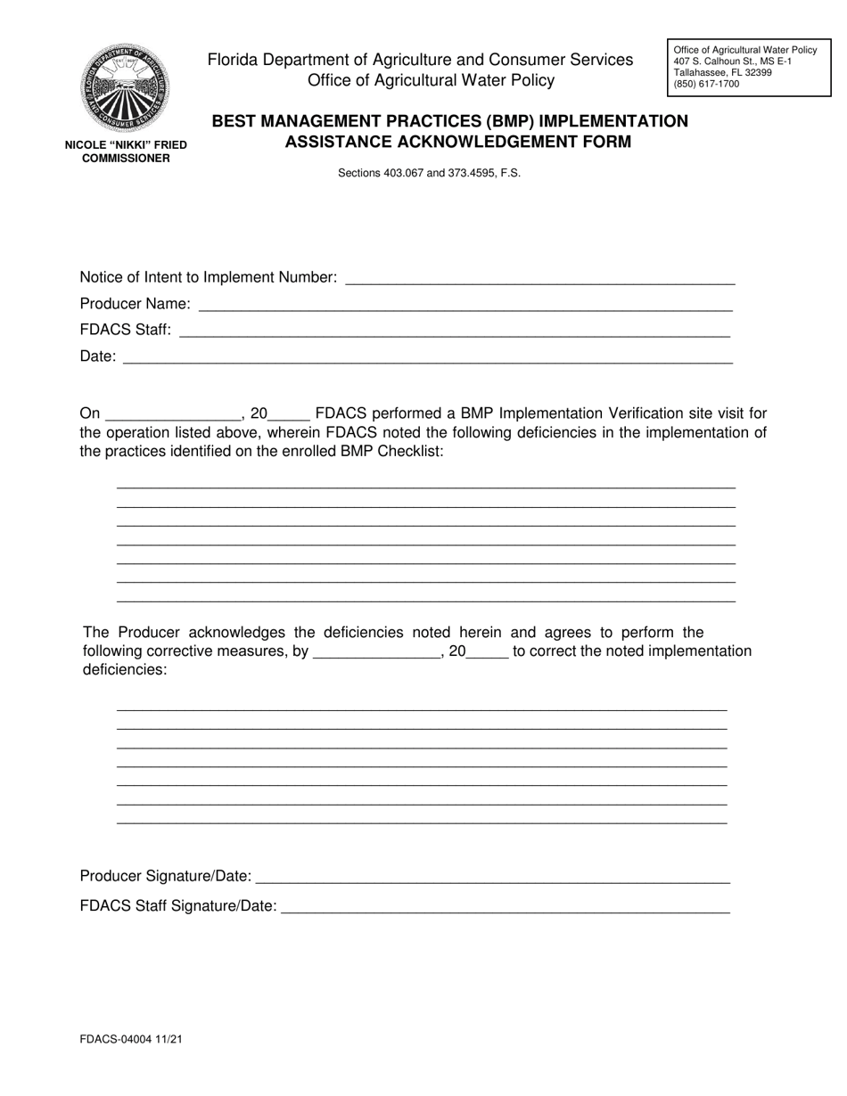 Form FDACS-04004 - Fill Out, Sign Online and Download Fillable PDF ...