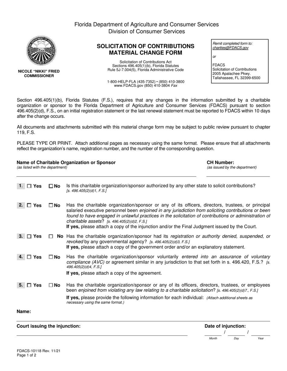 Form FDACS-10118 Download Fillable PDF or Fill Online Solicitation of ...