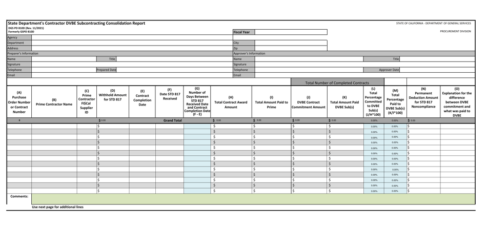 Form DGS PD810D Download Fillable PDF or Fill Online State Department's ...