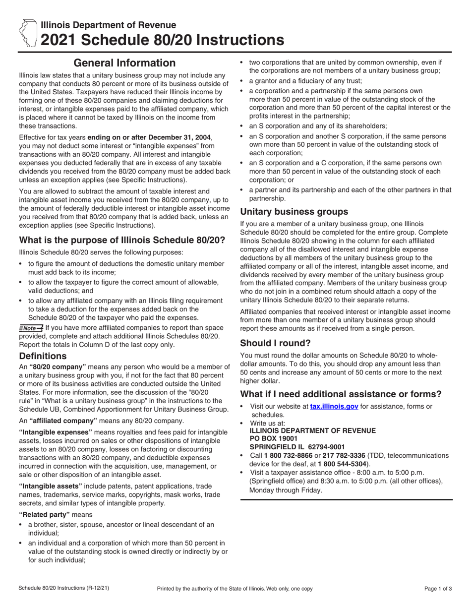 Download Instructions for Schedule 80/20 Related-Party Expenses PDF ...