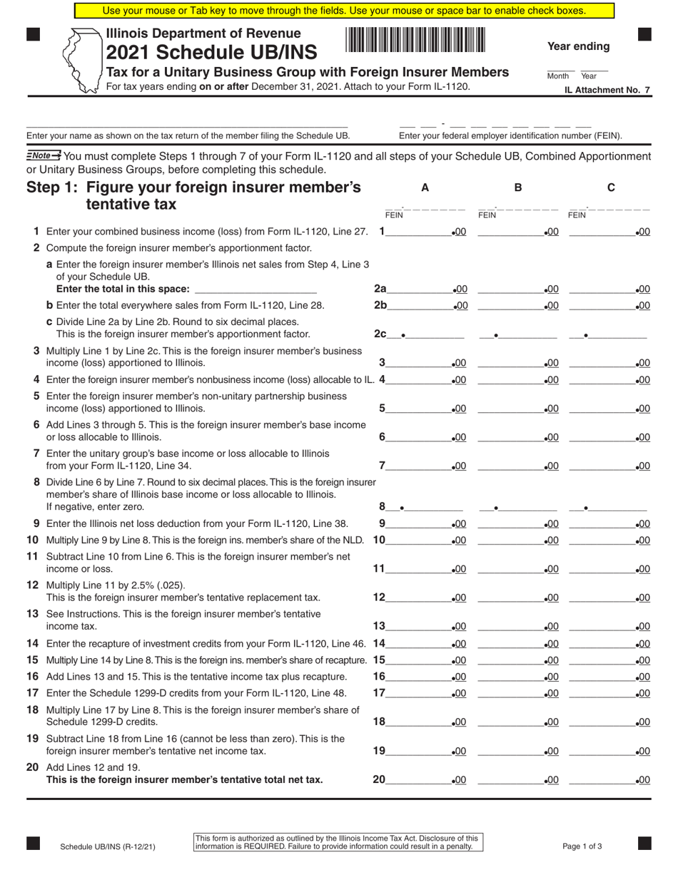2021 Illinois Tax for a Unitary Business Group With Foreign Insurer ...