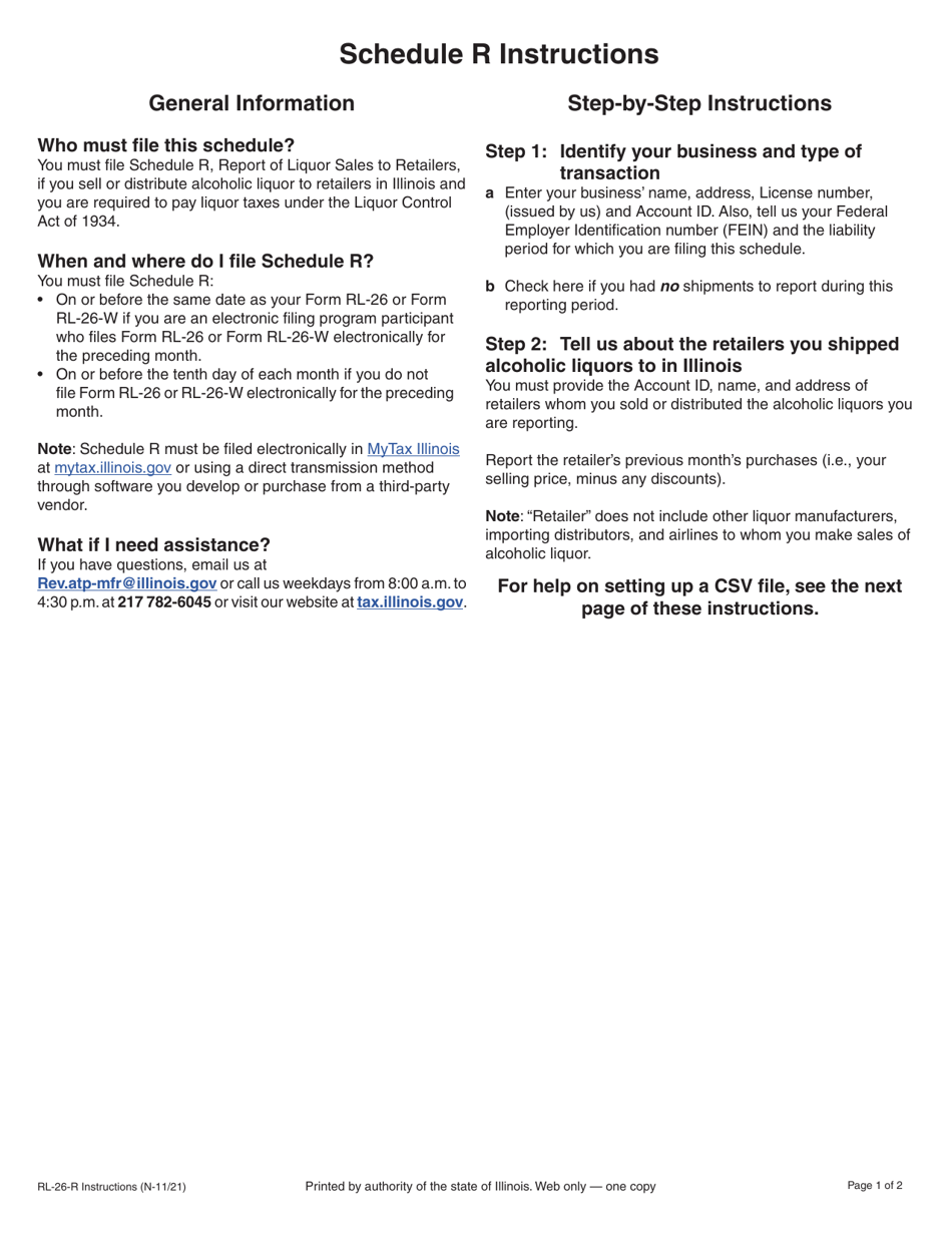 Download Instructions for Form RL-26-R Schedule R Report of Liquor ...