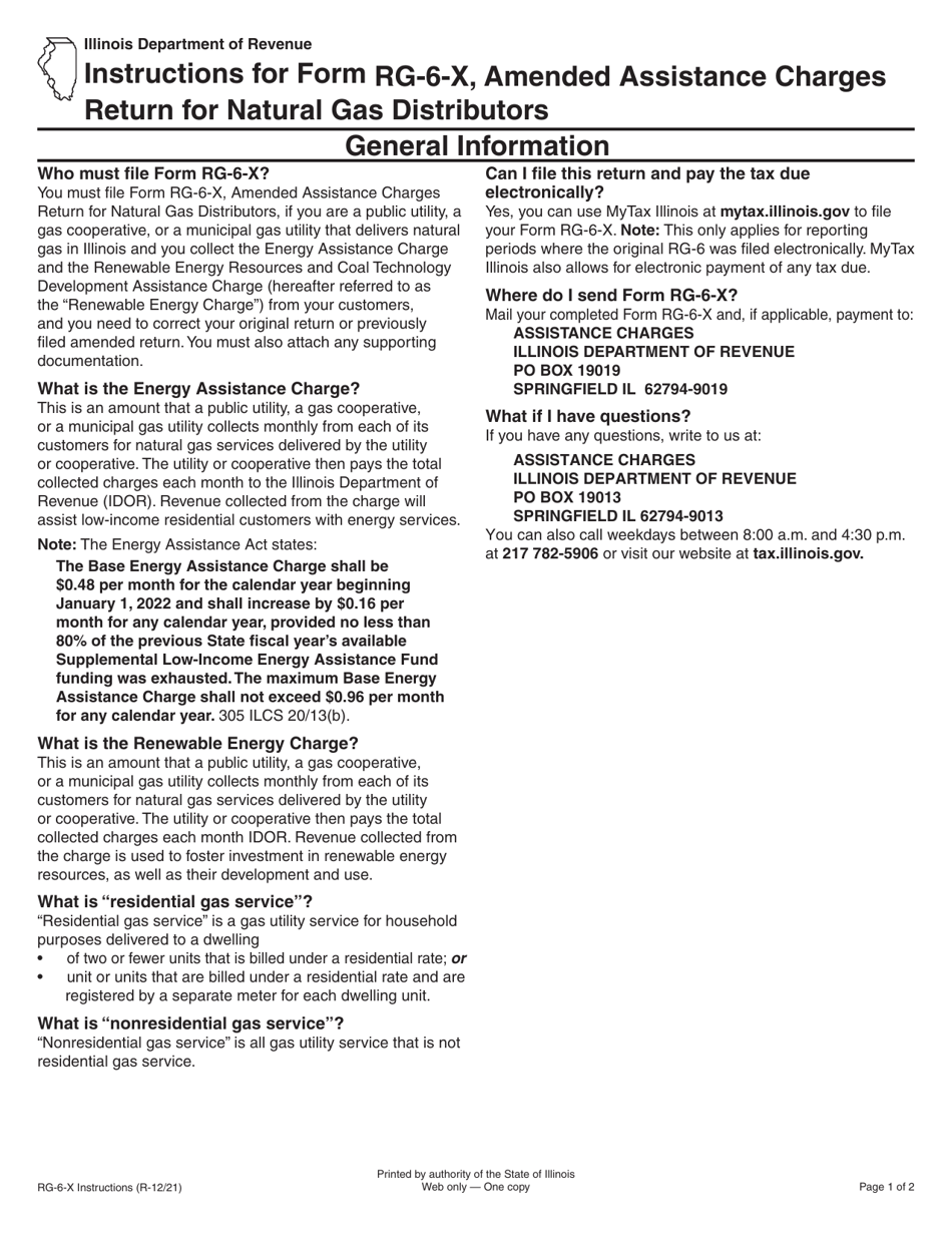 Download Instructions for Form RG-6-X, 555 Amended Assistance Charges ...