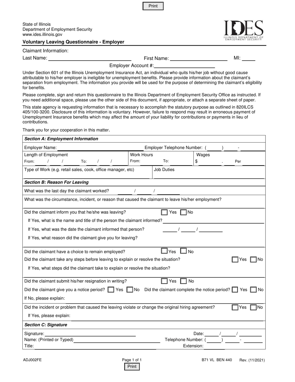 Form ADJ002FE Download Fillable PDF or Fill Online Voluntary Leave ...