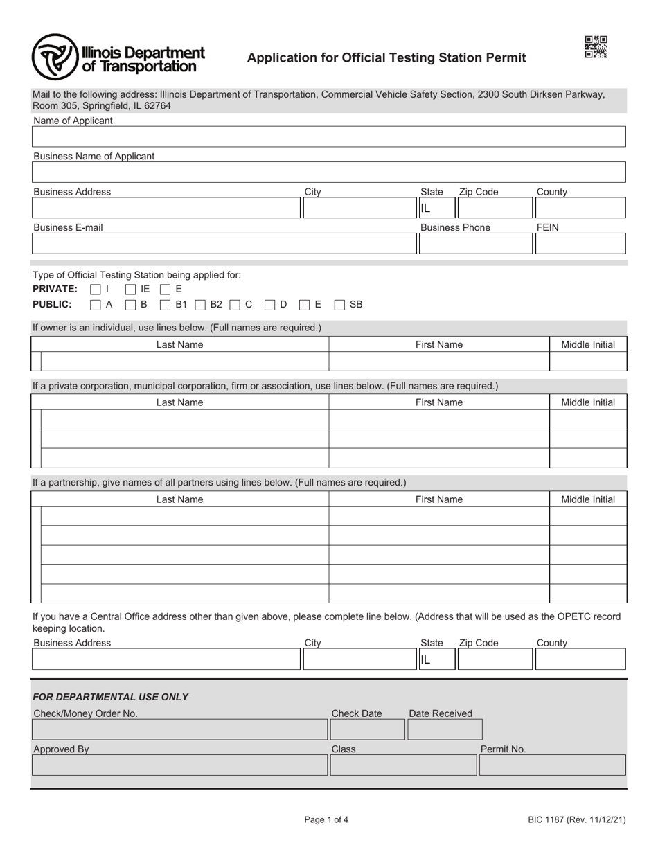 Form BIC1187 - Fill Out, Sign Online and Download Fillable PDF ...
