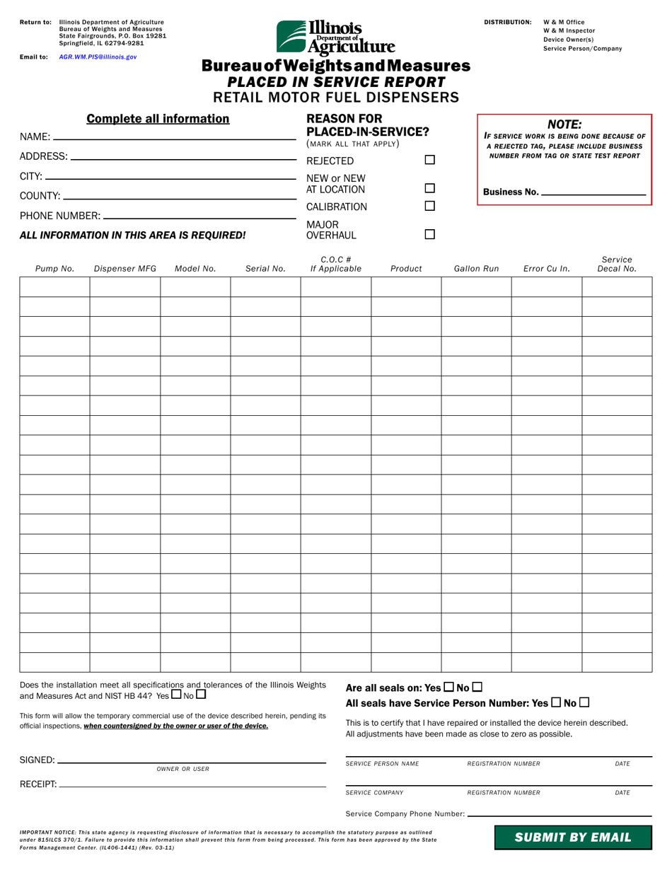 Illinois Placed in Service Report - Retail Motor Fuel Dispensers - Fill ...