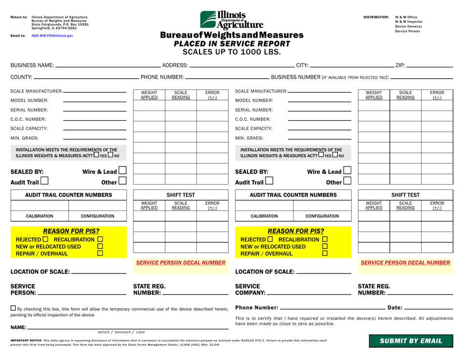 Illinois Placed in Service Report - Scales up to 1000 Lbs - Fill Out ...