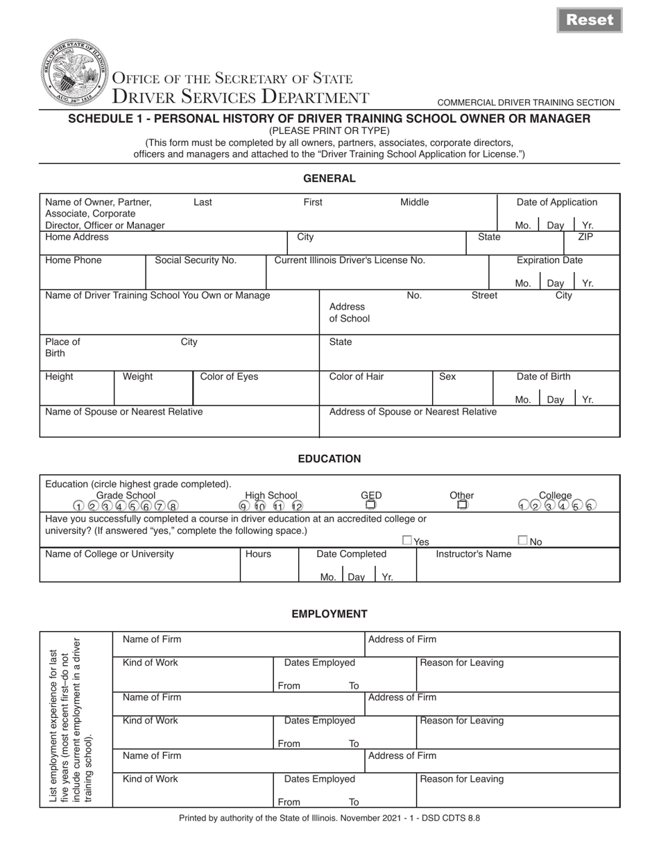 Form DSD CDTS8 Schedule 1 - Fill Out, Sign Online and Download Fillable ...