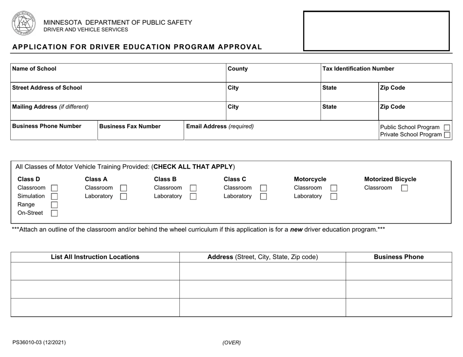 Form PS36010 - Fill Out, Sign Online and Download Printable PDF ...