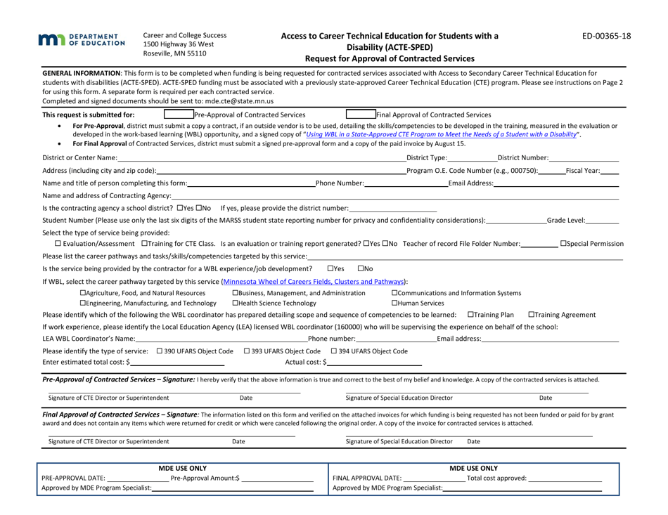 Form ED-00365-18 - Fill Out, Sign Online and Download Fillable PDF ...