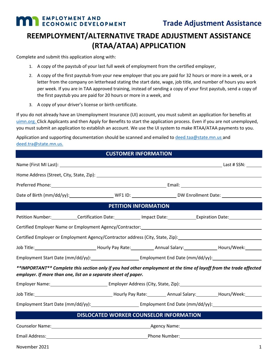 Minnesota Reemployment/Alternative Trade Adjustment Assistance (Rtaa ...