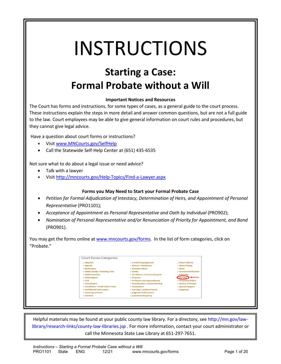 Form PRO1101 Download Printable PDF or Fill Online Instructions ...
