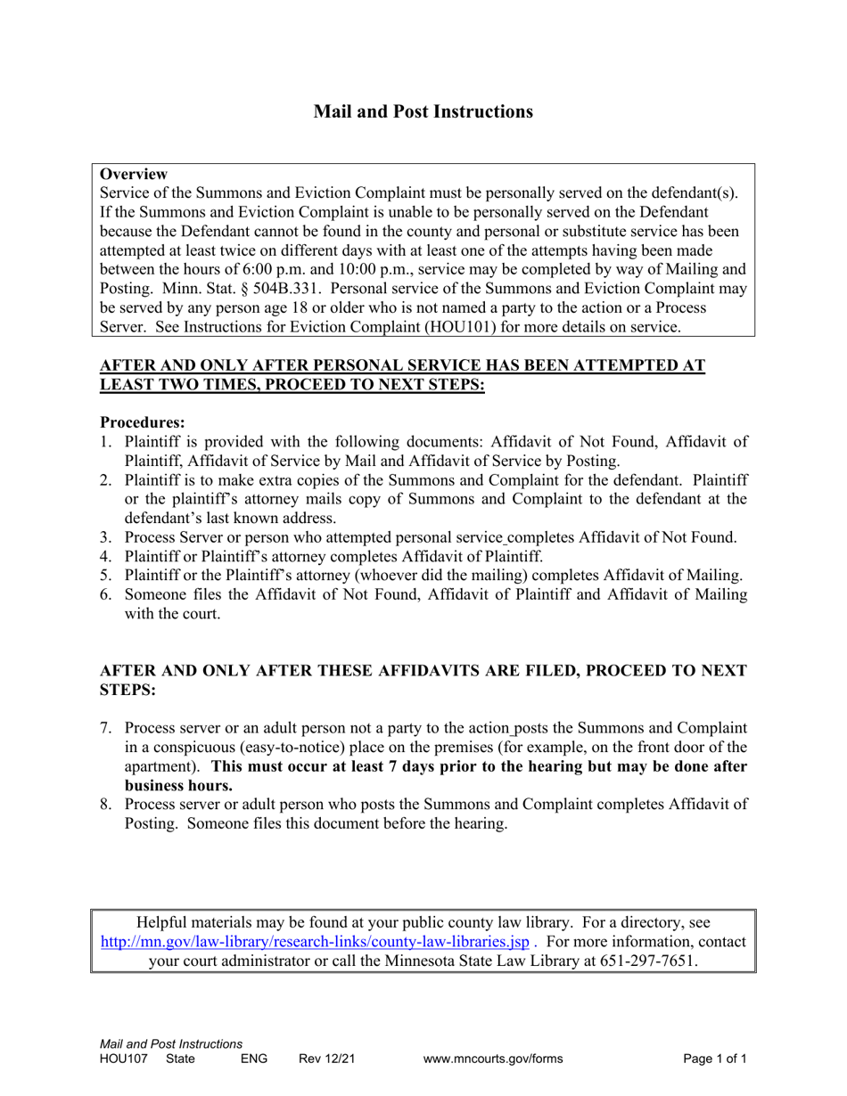 Form HOU107 - Fill Out, Sign Online and Download Printable PDF ...
