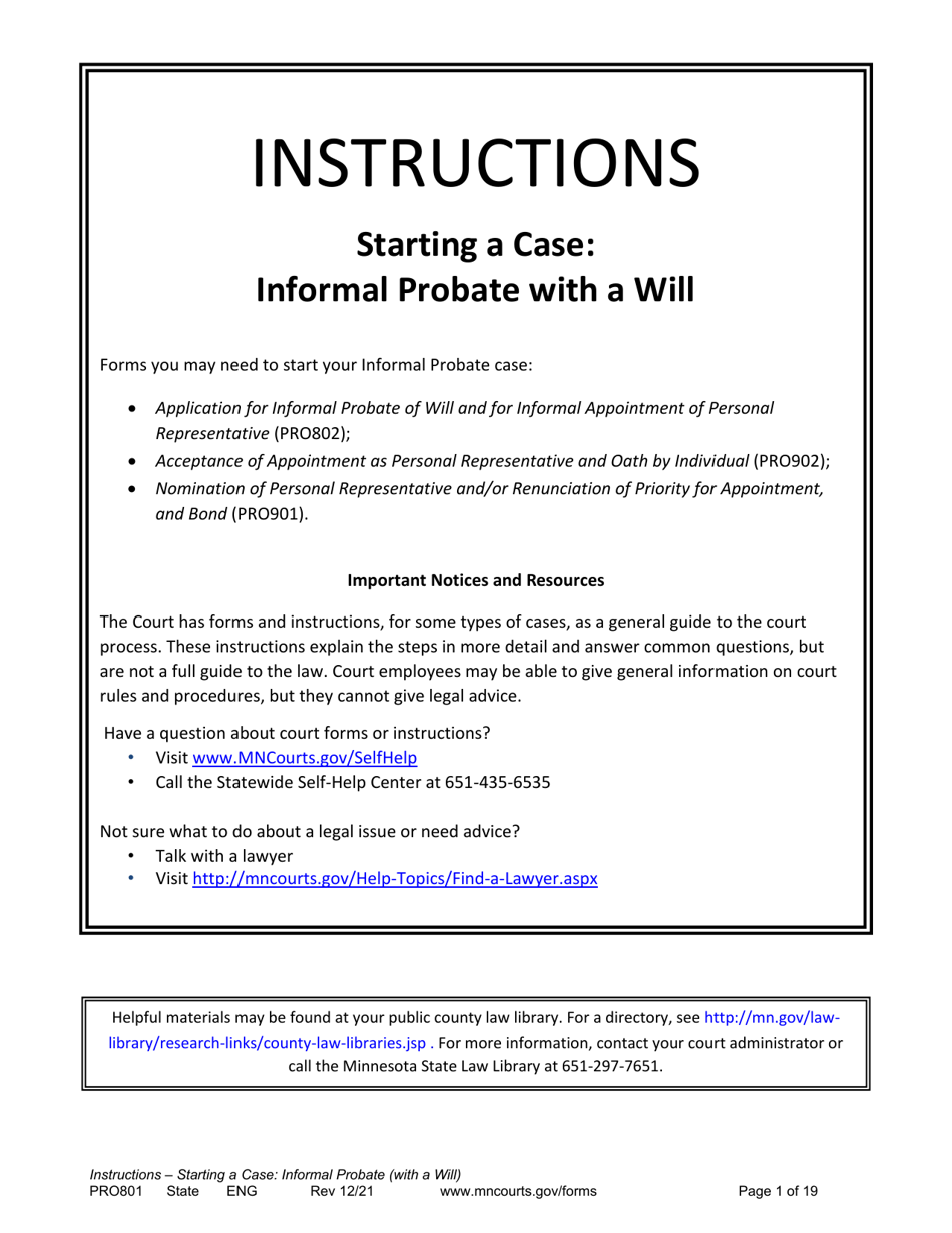 Form PRO801 - Fill Out, Sign Online and Download Printable PDF ...