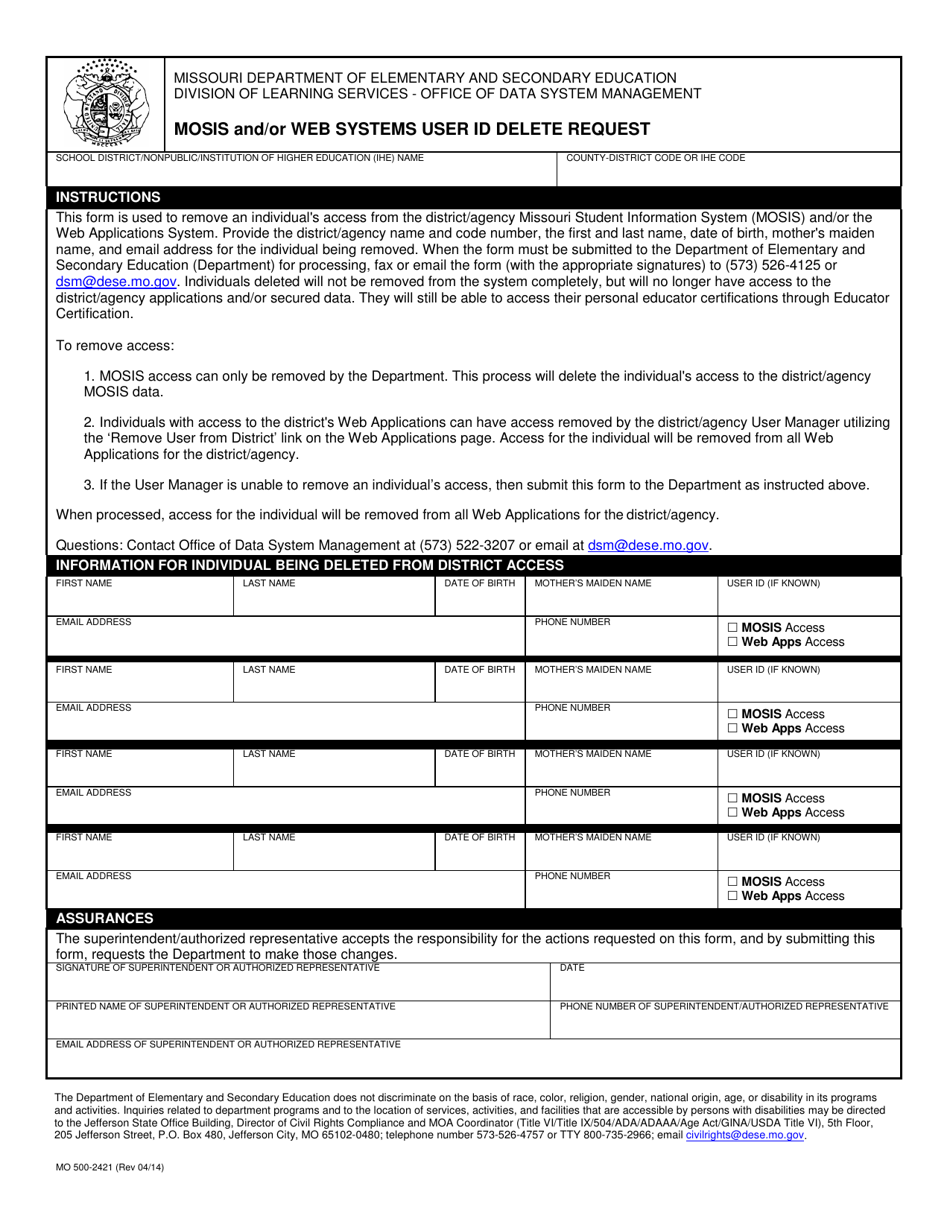 Form MO500-2421 - Fill Out, Sign Online and Download Printable PDF ...