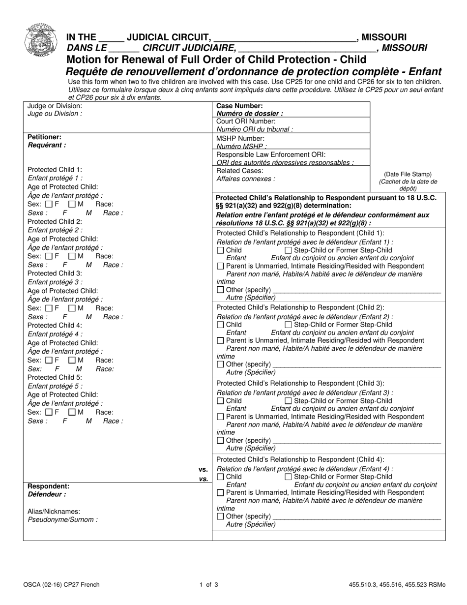 Form CP27 - Fill Out, Sign Online and Download Printable PDF, Missouri ...
