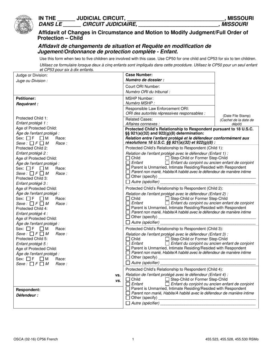 Form CP56 - Fill Out, Sign Online and Download Printable PDF, Missouri ...
