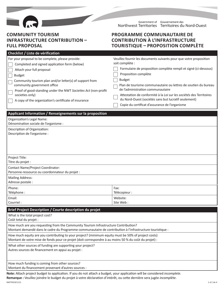 Form NWT9019 - Fill Out, Sign Online and Download Fillable PDF, Northwest Territories Canada ...