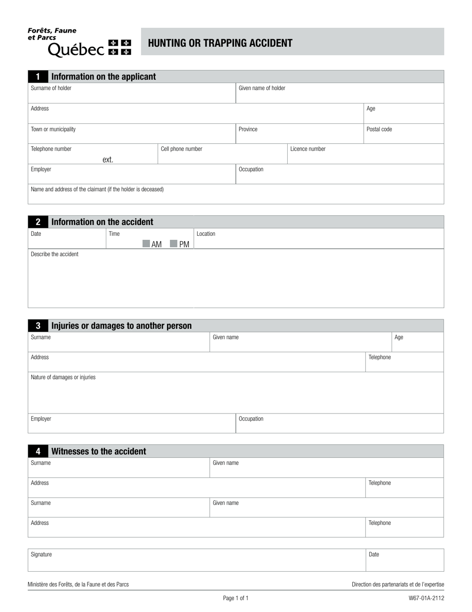 Form W67-01A-2112 - Fill Out, Sign Online and Download Fillable PDF ...