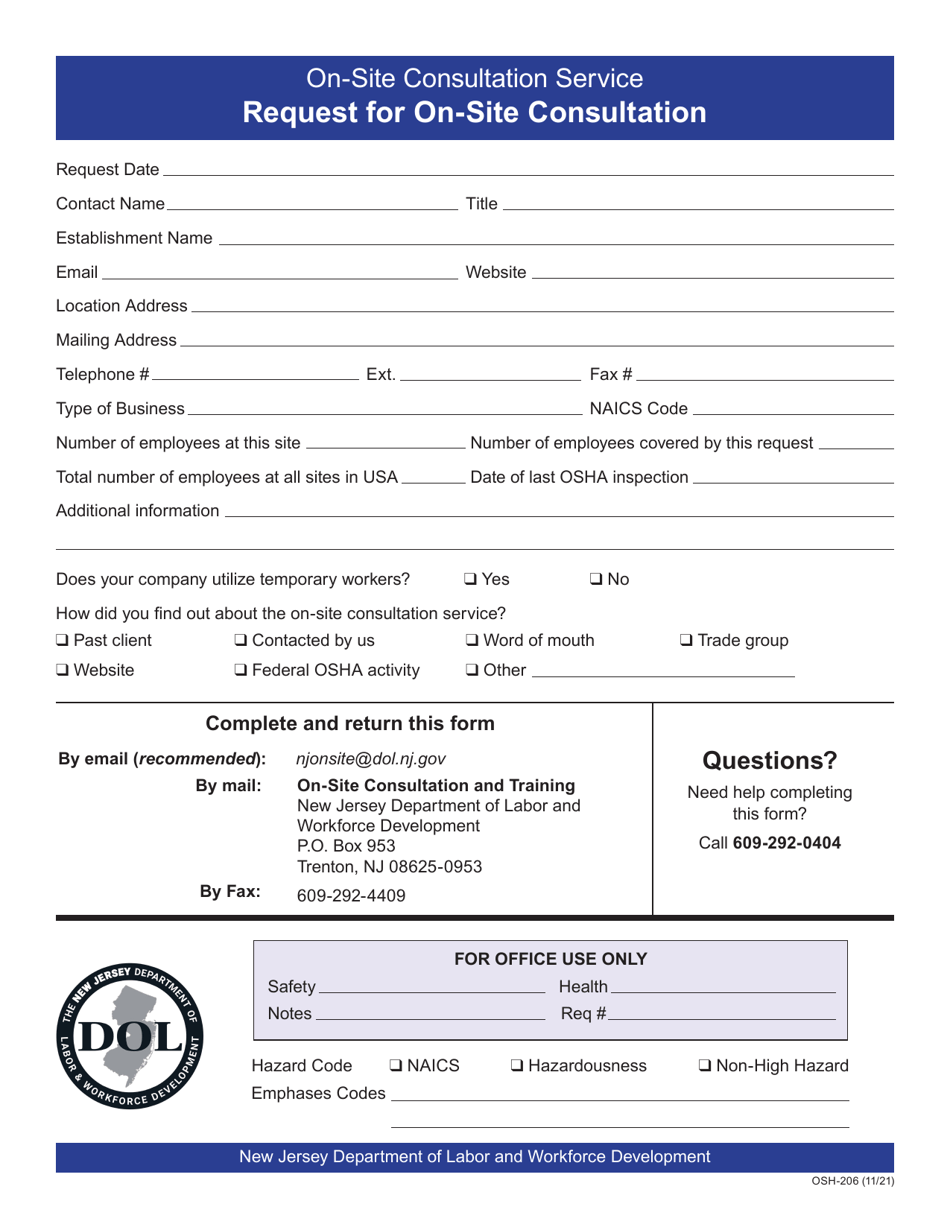 Form OSHA-206 - Fill Out, Sign Online and Download Fillable PDF, New ...