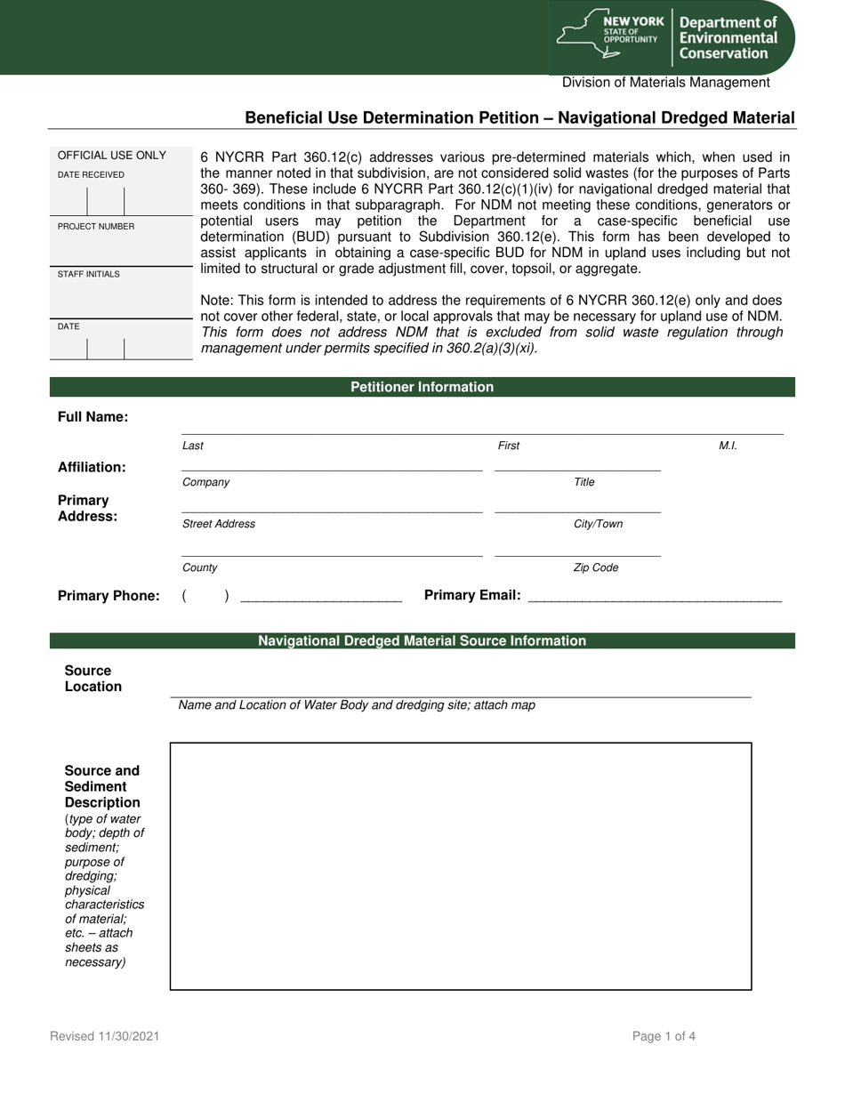 New York Beneficial Use Determination Petition - Navigational Dredged ...
