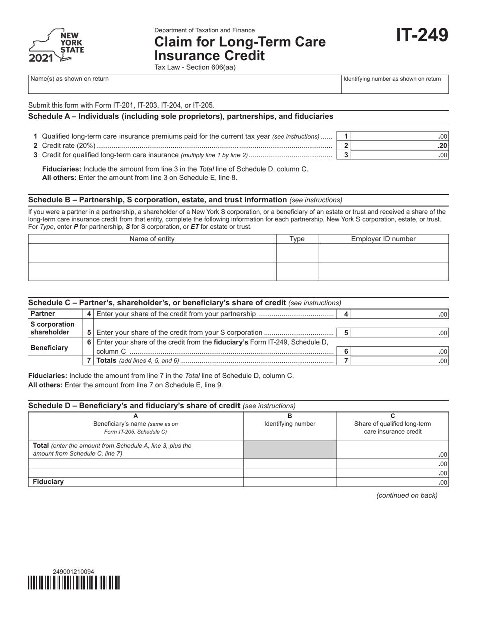 Form IT-249 - 2021 - Fill Out, Sign Online and Download Fillable PDF ...