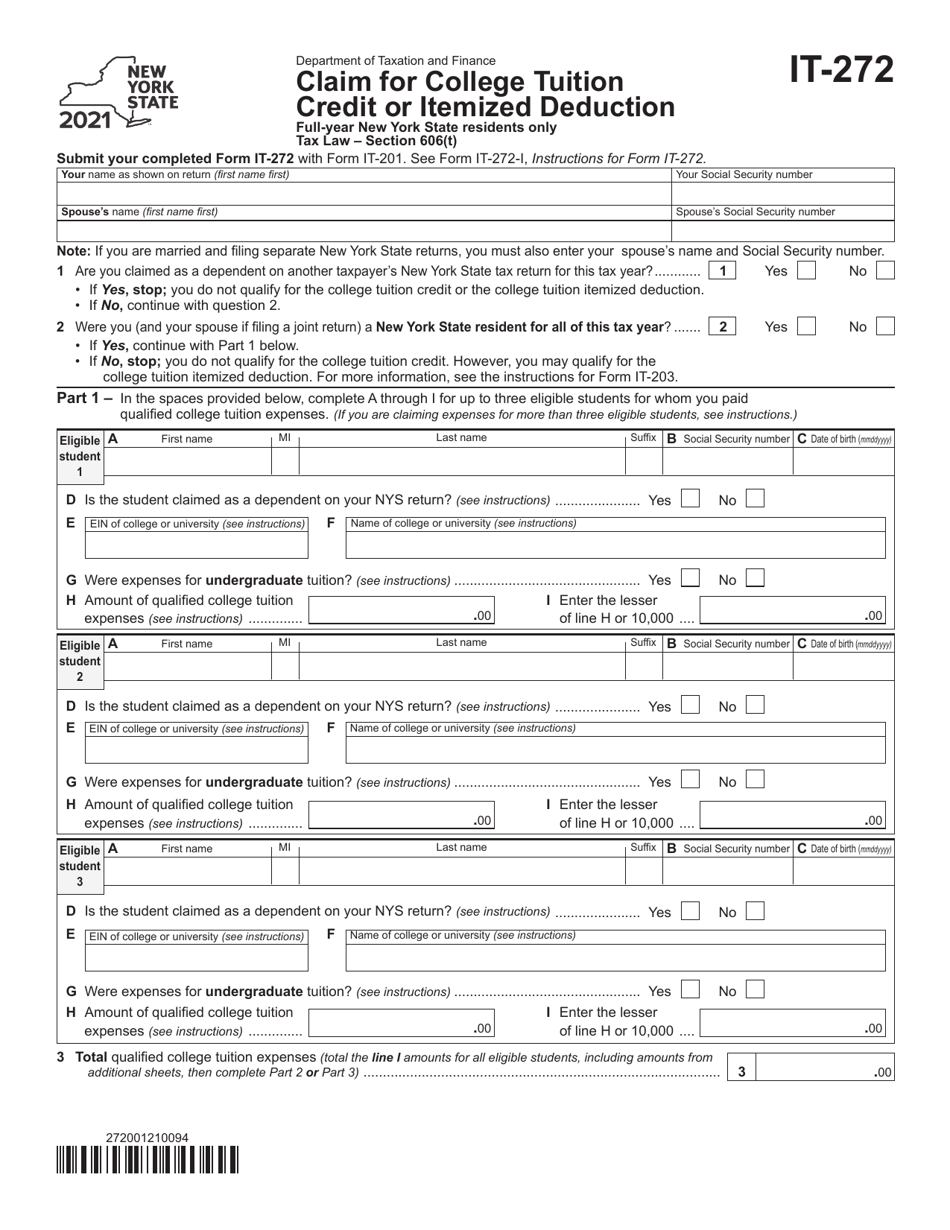 Form IT-272 - 2021 - Fill Out, Sign Online and Download Fillable PDF ...