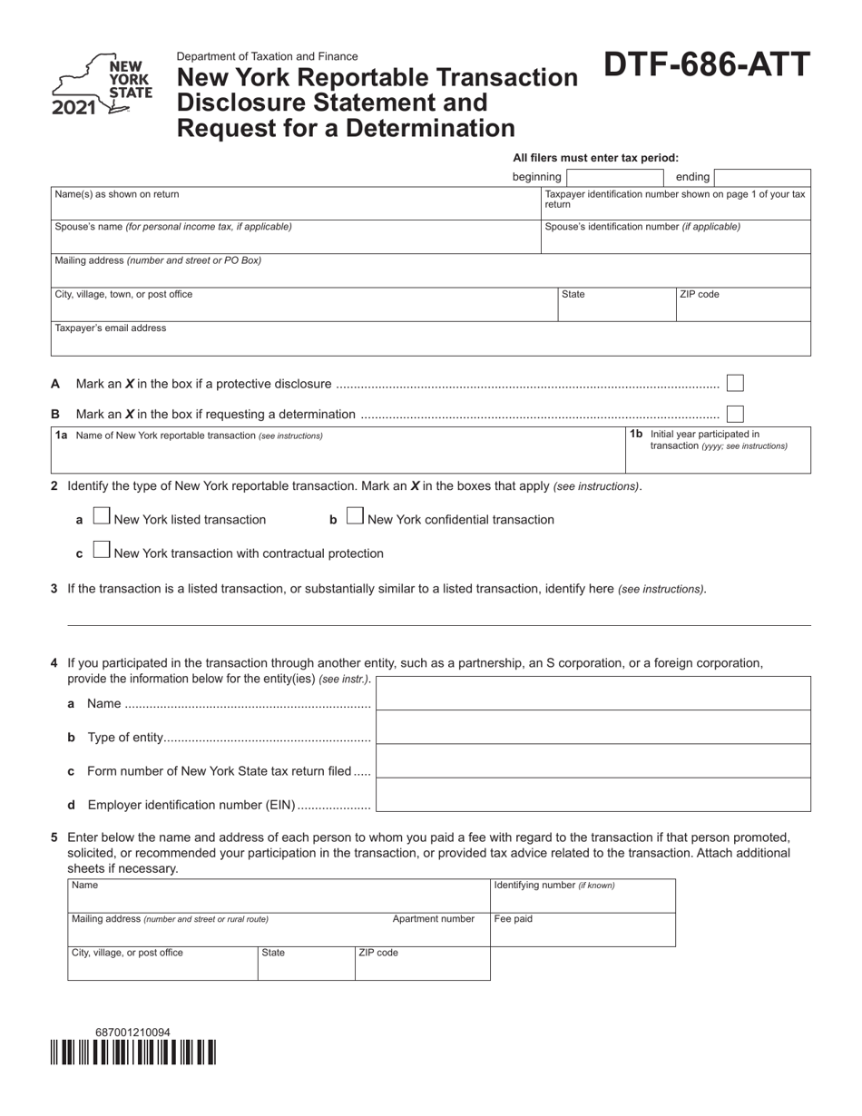 Form DTF-686-ATT - 2021 - Fill Out, Sign Online and Download Fillable ...