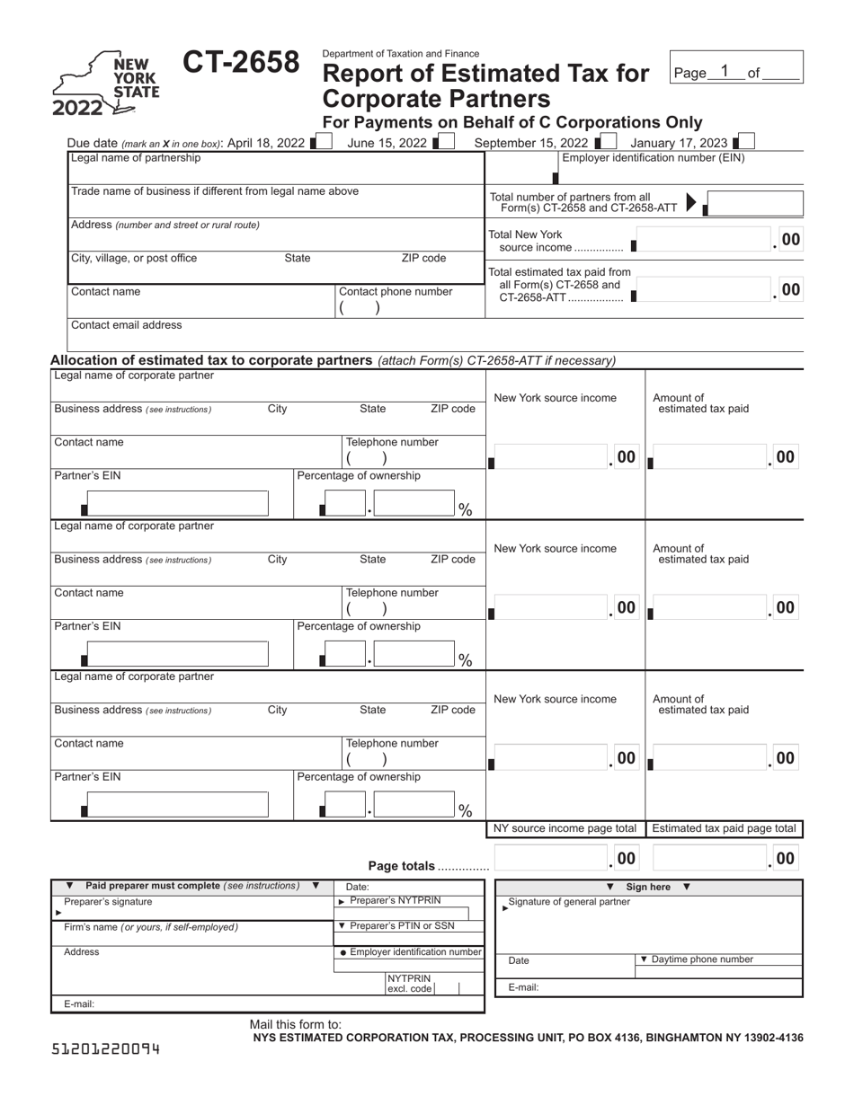 Form CT-2658 - 2022 - Fill Out, Sign Online and Download Fillable PDF ...