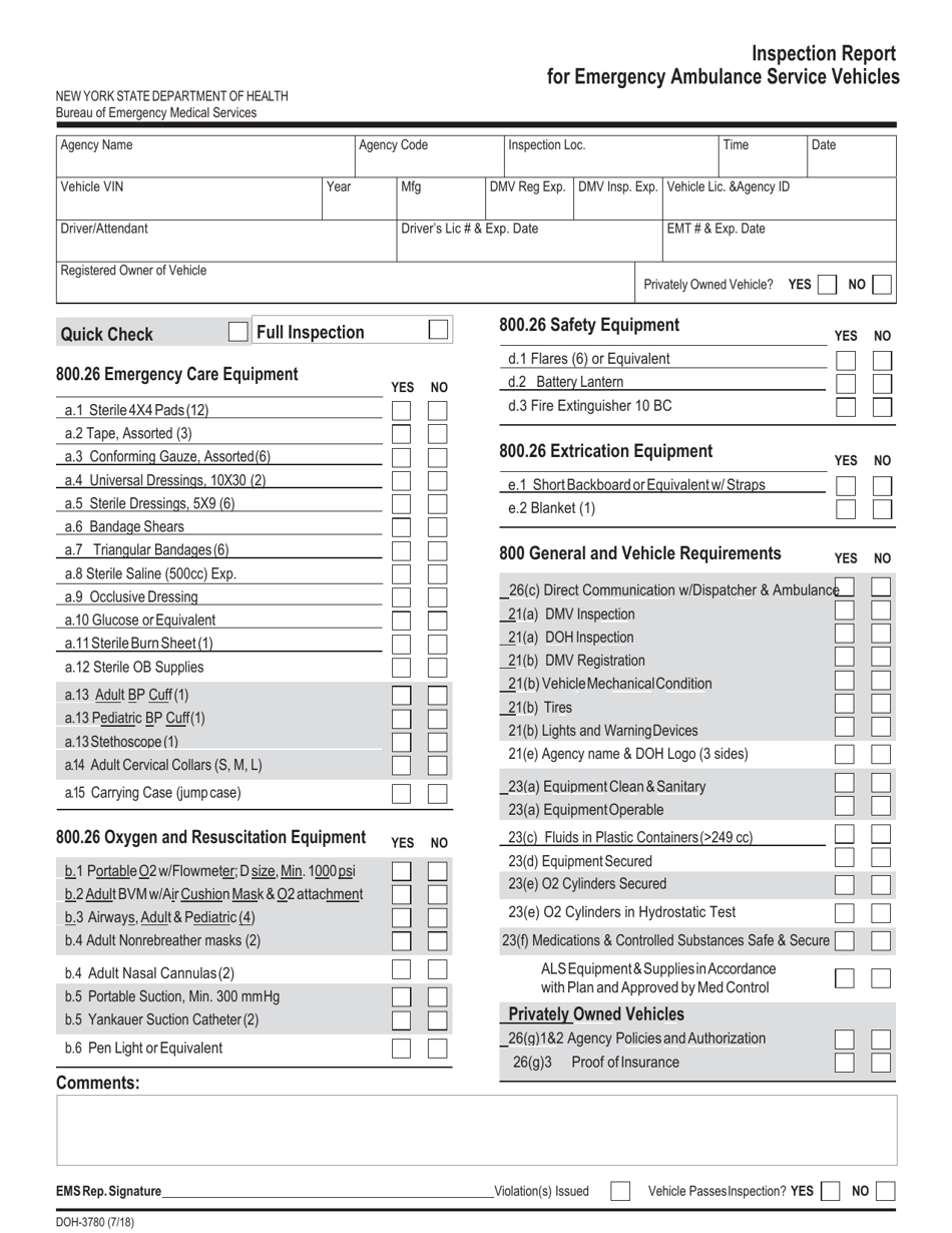 Form DOH-3780 - Fill Out, Sign Online and Download Printable PDF, New ...