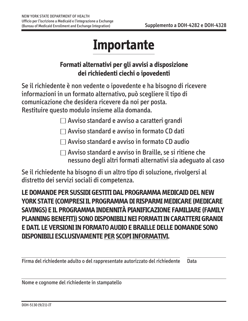 Form DOH-5130 Download Printable PDF or Fill Online Alternative Format ...