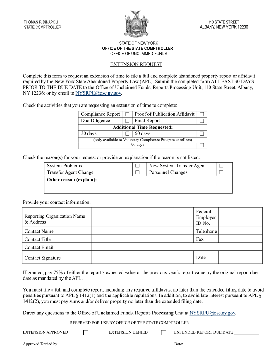 New York Extension Request - Fill Out, Sign Online and Download PDF ...
