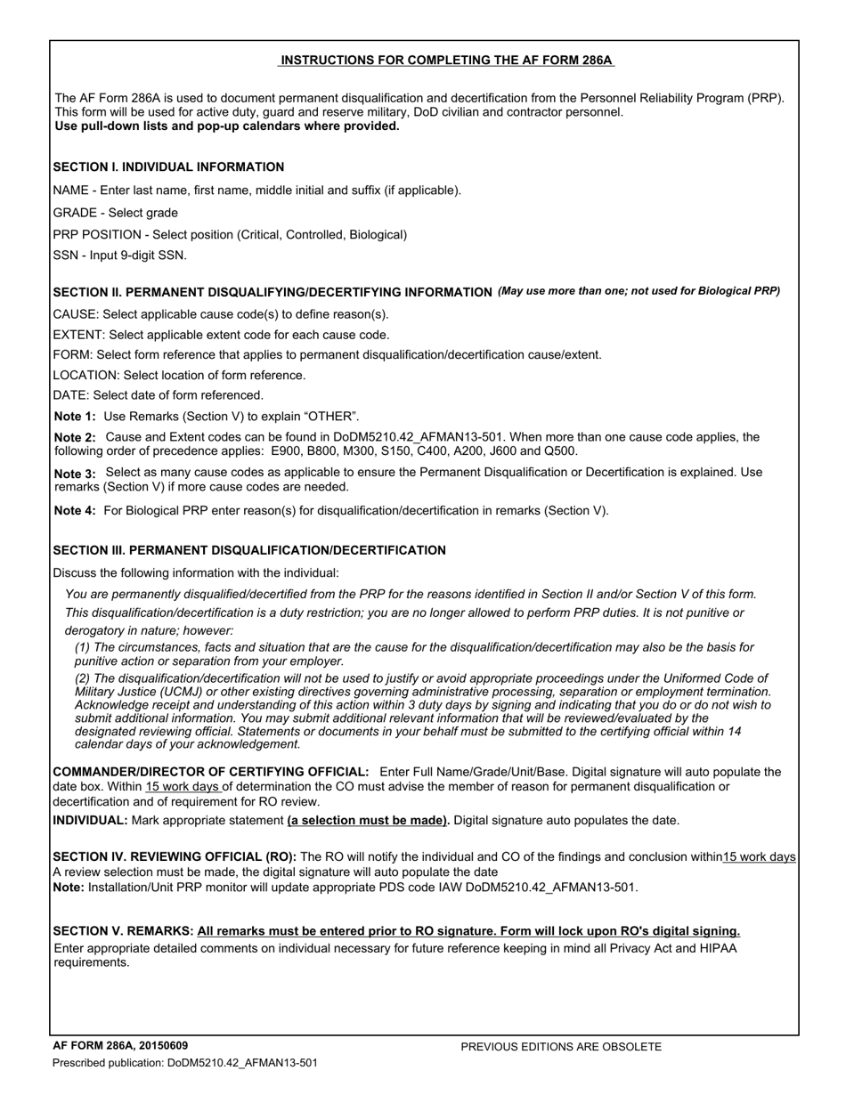 AF Form 286A - Fill Out, Sign Online and Download Fillable PDF ...