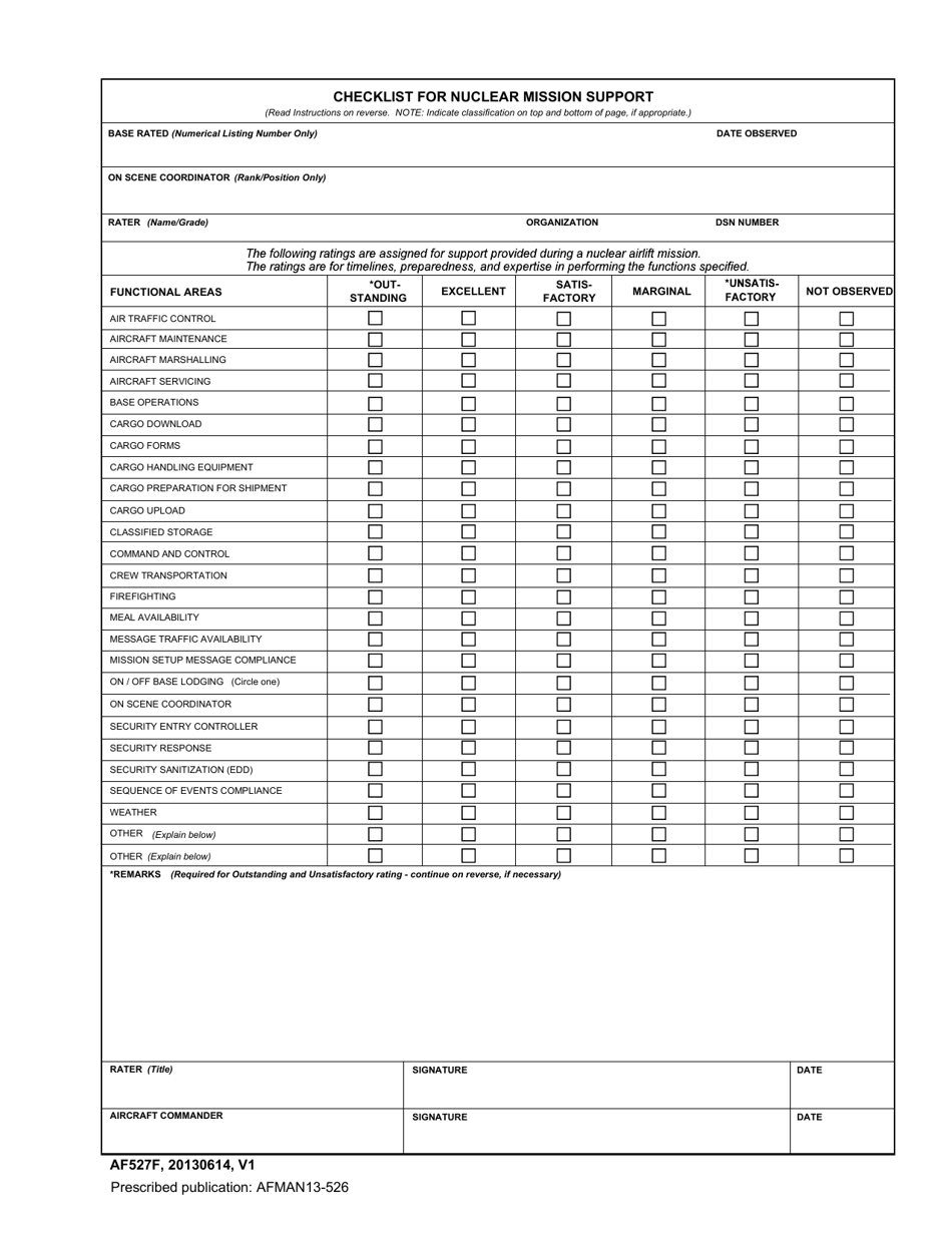 AF Form 527F - Fill Out, Sign Online and Download Fillable PDF ...