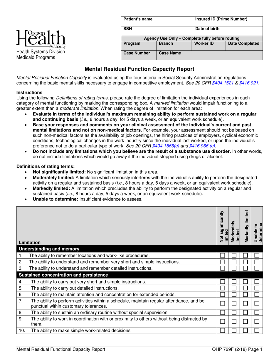 Form OHP729F - Fill Out, Sign Online and Download Fillable PDF, Oregon ...