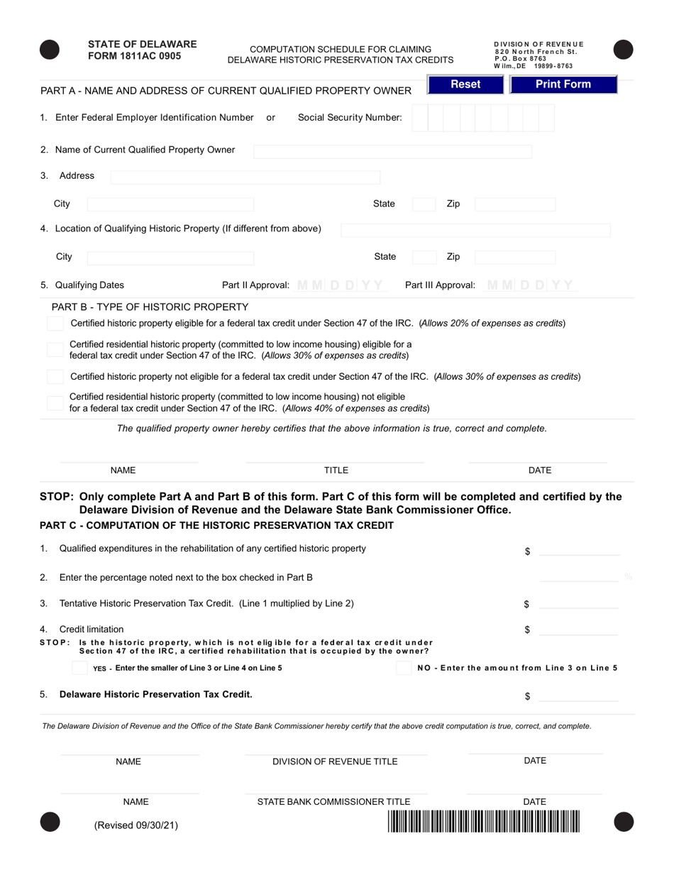 Form 1811AC 0905 Download Fillable PDF or Fill Online Computation ...