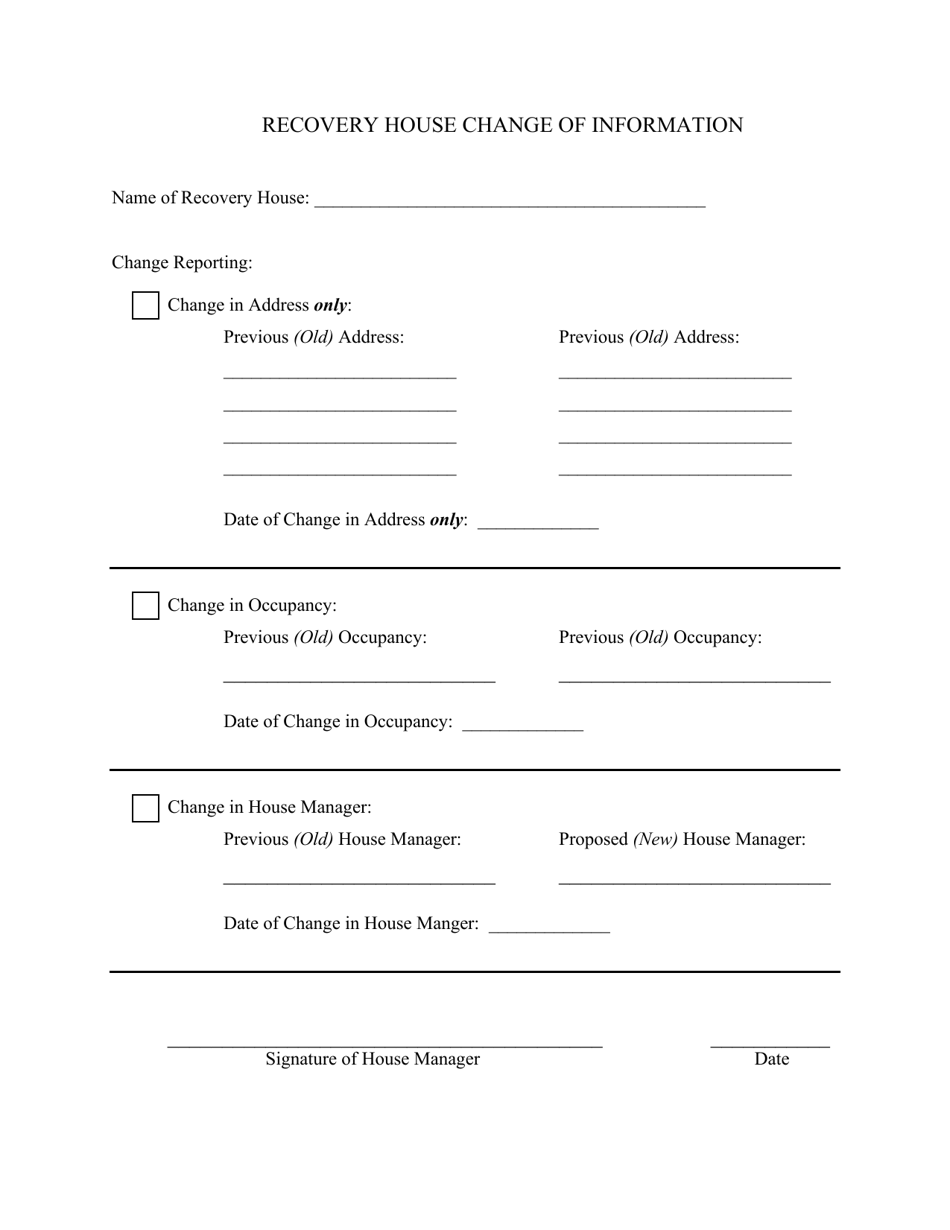 Pennsylvania Recovery House Change of Information - Fill Out, Sign ...