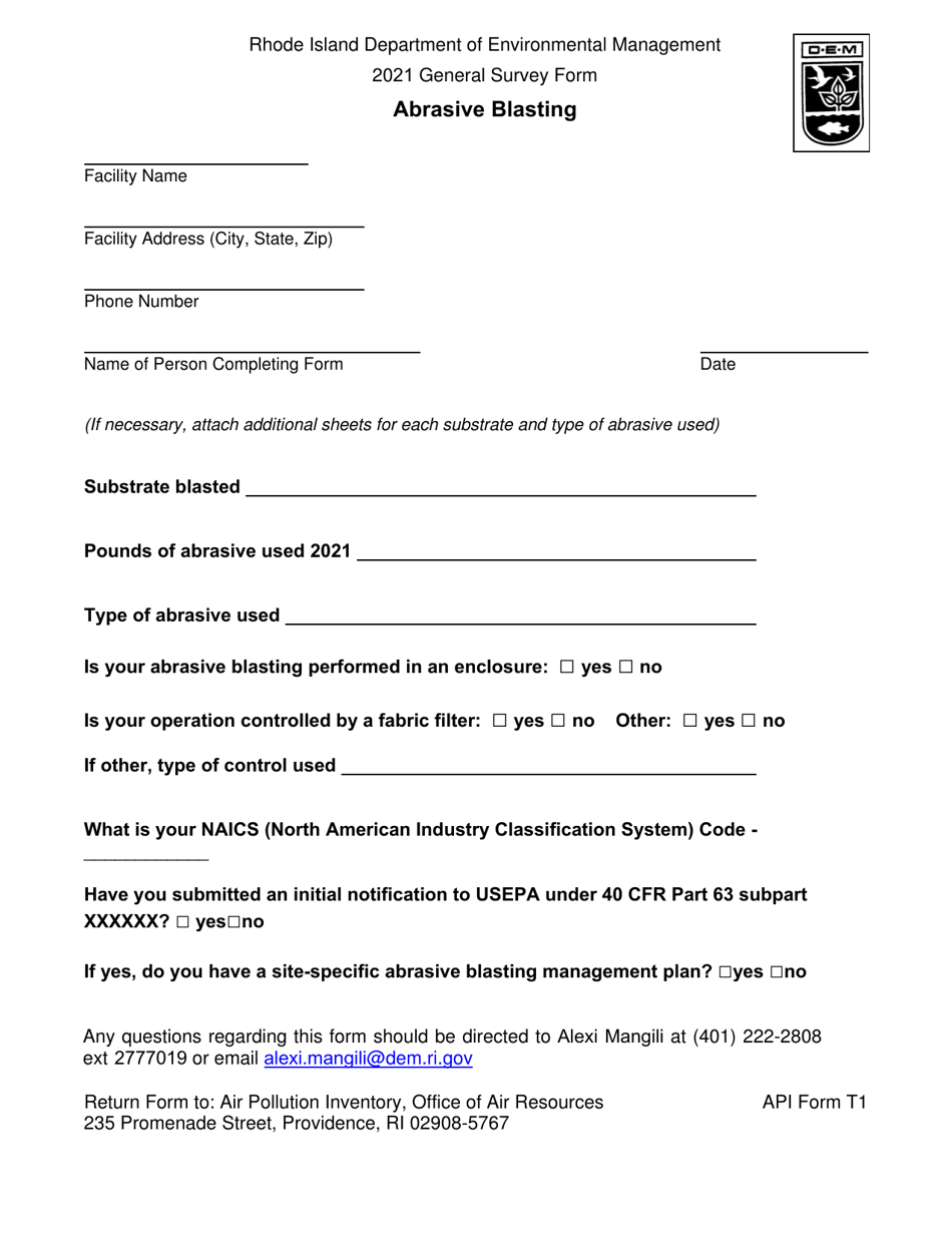 API Form T1 - 2021 - Fill Out, Sign Online and Download Fillable PDF, Rhode Island | Templateroller